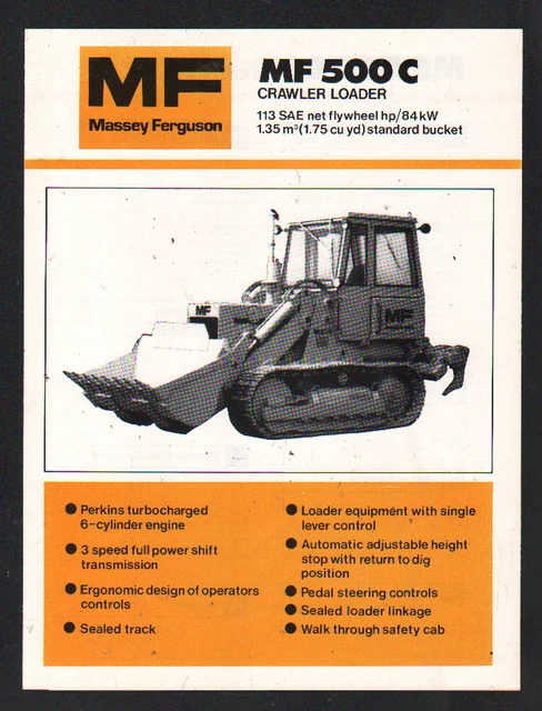 1978 MASSEY FERGUSON "MF 500 C" Crawler Loader Shovel Brochure Leaflet £6.00 - PicClick UK