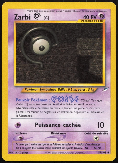 CARTE POKÉMON ZARBI C 57/105 Neo Destiny Français EUR 8,50 - PicClick FR