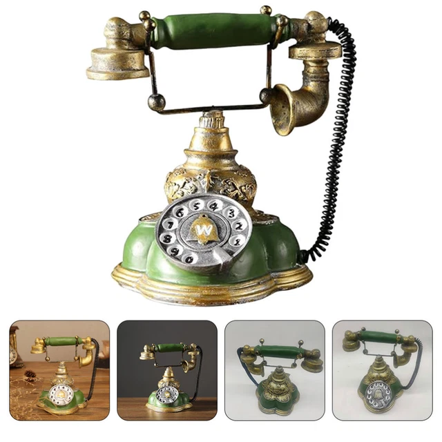 HOME DECORATION GREEN Vintage Dial Telephone Phones Rotary Model Craft ...