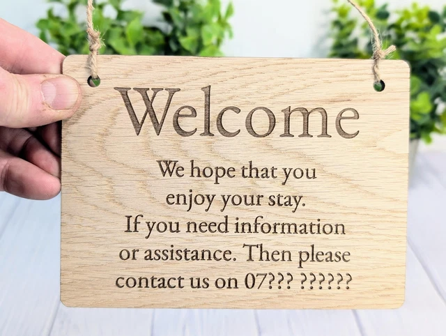 WELCOME, WE HOPE You Enjoy Your Stay | Guest Contact Info Sign | Airbnb ...
