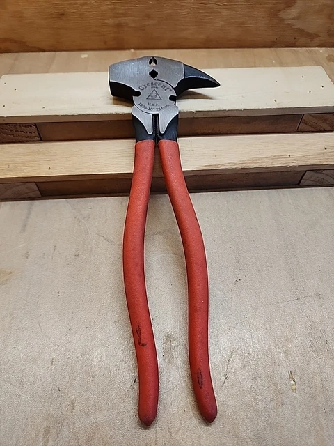 CRESCENT FENCE PLIERS 1936-10 FENCING 10" Hammer wire cutter red grip ...
