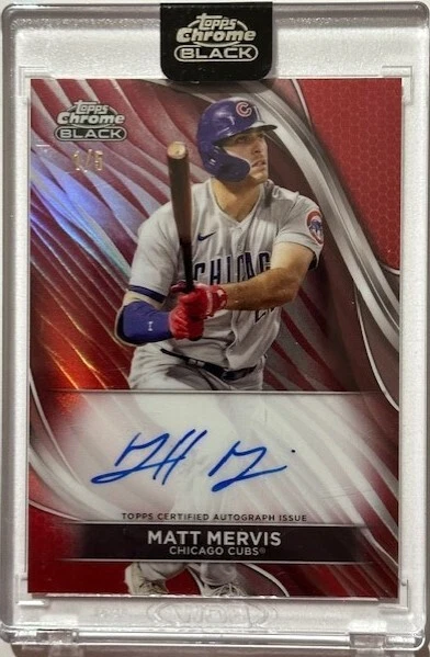 2024 TOPPS CARTA Autografata Cromata Nera MATT MERVIS REFRATTORE ROSSO ...