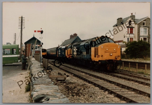 RAILWAY PHOTOGRAPH OF Diesel Electric Locomotive 37428 / 37427 Barmouth ...