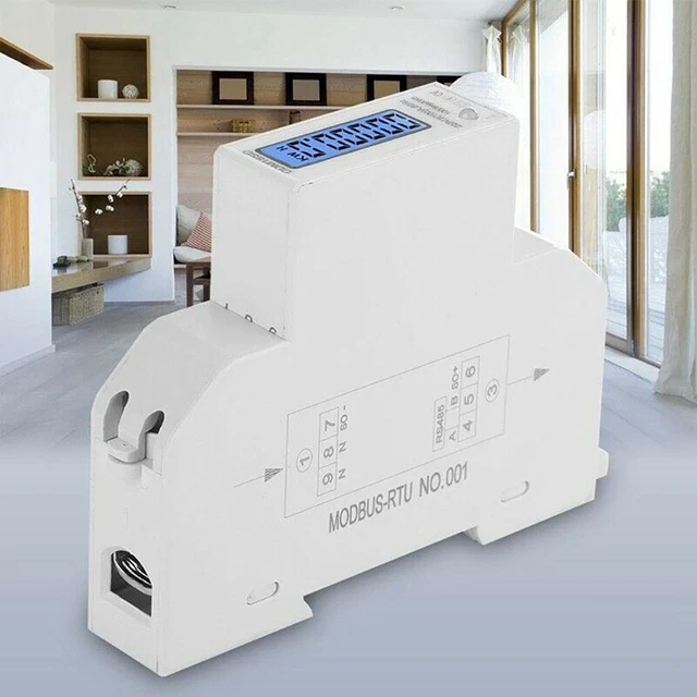 DIN RAIL RS485 Protocol Single Phase Electric-Energy Meter 5(100A) Detector Tool EUR 36,58 ...