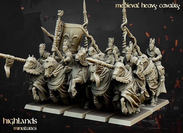 HEAVY CAVALRY KNIGHTS, Medieval Mounted Knight, Wargames Fantasy RPG ...