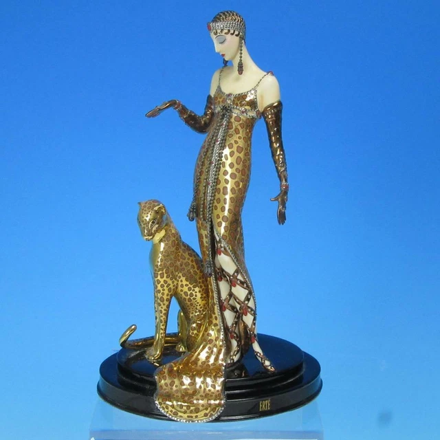 HOUSE OF ERTE Art Deco Figure - Ocelot - Woman with Cat - Limited ...