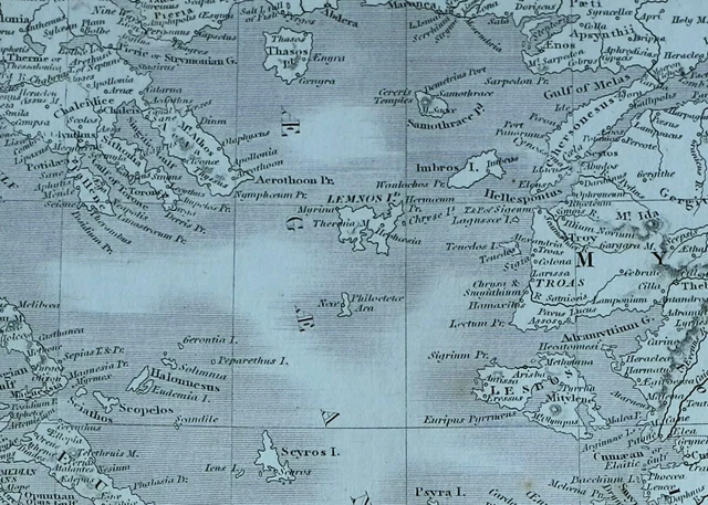 C1825 THUCYDIDES ANCIENT GREECE MAP AEGAEAN SEA CRETE THESSALY CYCLADES ...