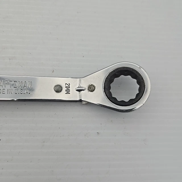 CRAFTSMAN 19MM X 21mm 12 Point Offset Ratcheting Box Wrench 43666 USA ...