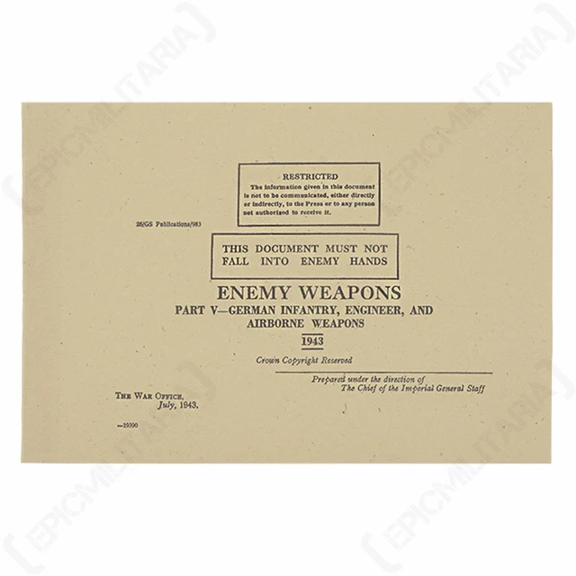 REPRODUCTION WW2 BRITISH Army Guide to Enemy Weapons Booklet Pamphlet ...