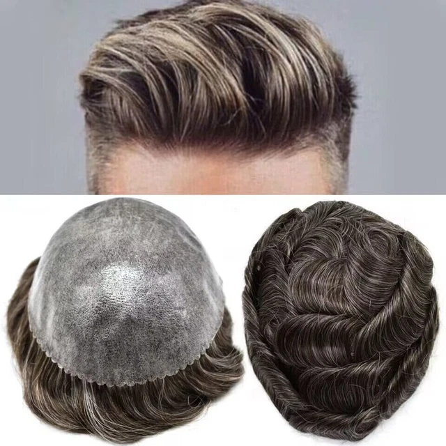 ECHTHAAR TOUPET FÜR Männer Haarteile Herrenperücke 0.1mm Skin/Folien ...