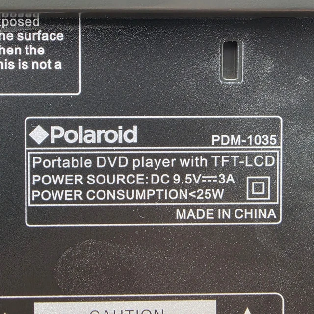 POLAROID PDM-1035 PORTABLE DVD Player 10.2" TFT-LCD Screen with AC ...