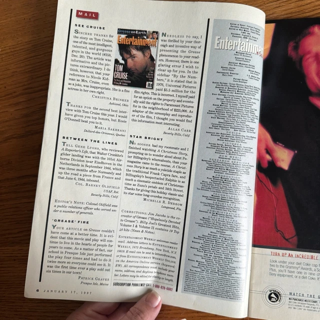ENTERTAINMENT WEEKLY MAGAZINE January 17 1997 Tom Cruise Golden Globes ...