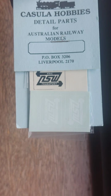 CASULA HOBBIES. &PUBLIC Transport Comm. of NSW Rail Division" 2 Decals ...