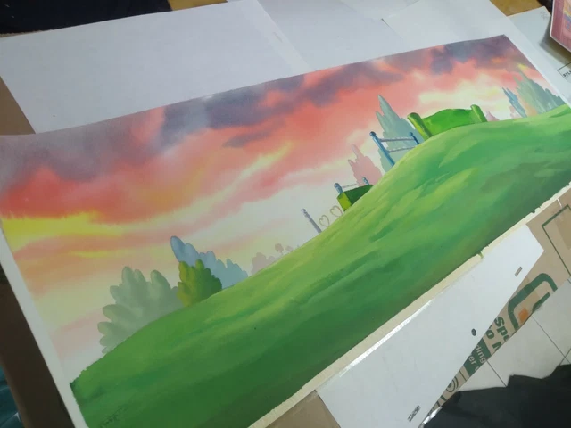VINTAGE CARE BEARS animation cels PANORAMIC BACKGROUND PRODUCTION ART ...