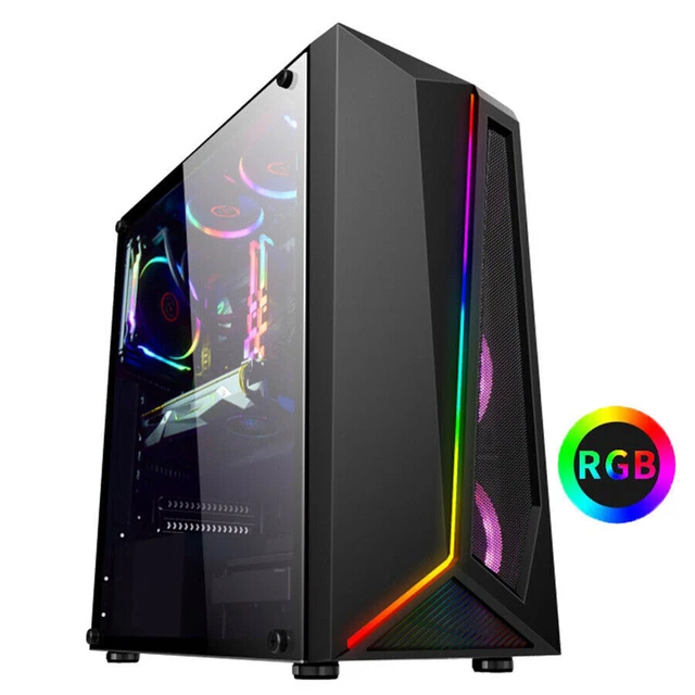 PC CASE GAMING Computer Case ATX/MATX/ITX Mid Tower Chassis w/ RGB ...