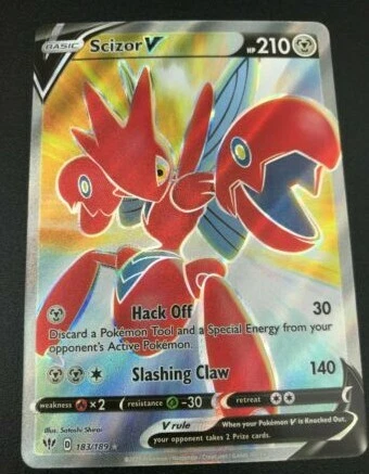 SCIZOR V FULL ART ULTRA RARE 183/189 Pokemon SWSH Darkness Ablaze Holo ...