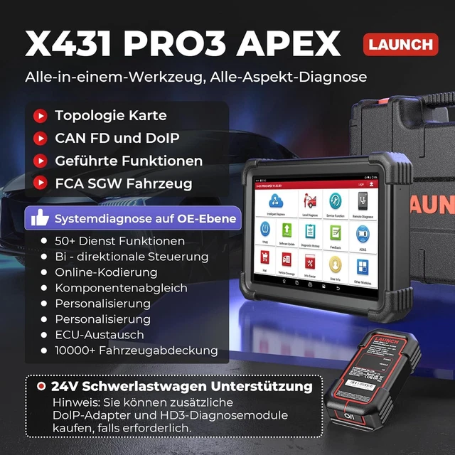 2025 LAUNCH X431 PRO3S APEX PRO 5 Profi Auto OBD2 Diagnosegerät ECU CODING RDKS EUR 999,00 ...