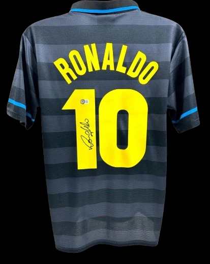 MAGLIA RONALDO 10 Fenomeno Inter Autografata Jersey Final Coppa Uefa ...