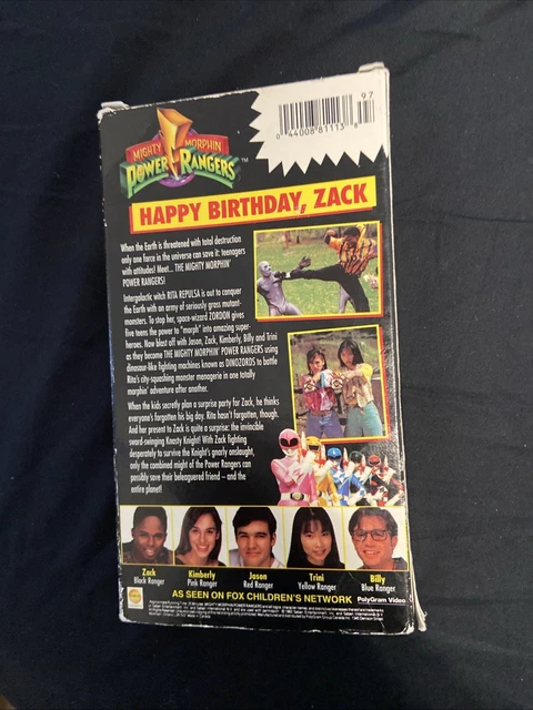 MIGHTY MORPHIN POWER Rangers Happy Birthday Zack VHS 1993 VCR Video ...