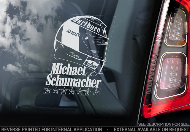 MICHAEL SCHUMACHER - F1 Car Window Sticker -Formula 1 HELMET Ferrari ...