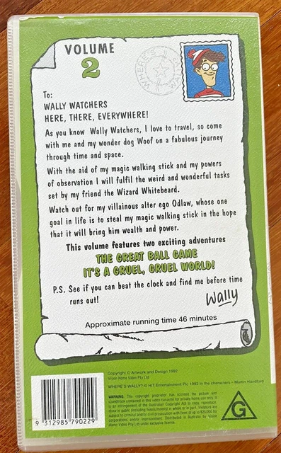 WHERE'S WALLY VHS Video, Volume Two, Cassette Tape RARE 1992 Edition ...