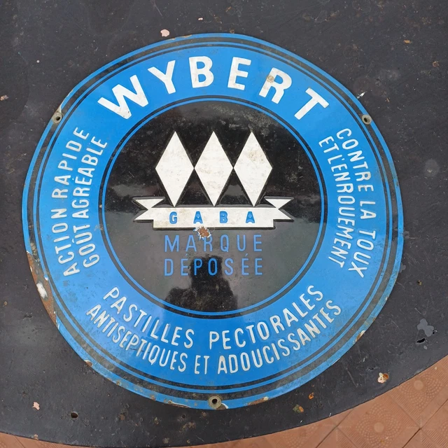 PLAQUE ÉMAILLÉE ANCIENNE bombée Wybert Gaba pastilles pectorales EUR ...