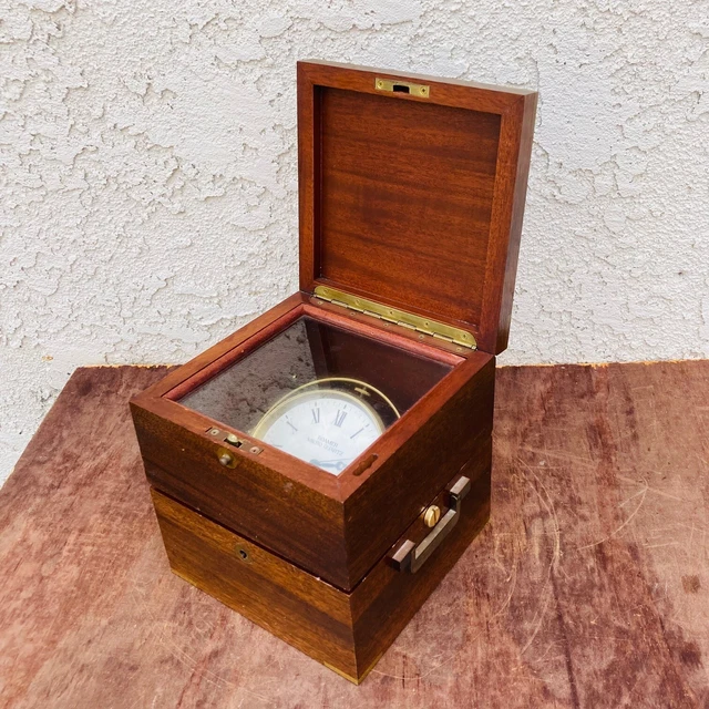 VINTAGE ROAMER MICRO Quartz Chronometer Marine Timer Clock in Mahogany ...