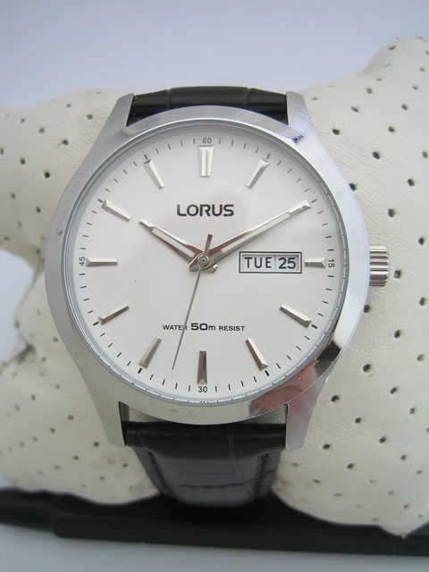 LORUS WATCH BY Seiko Mens Vx43-X097 Stainless Steel Leather Day Date ...
