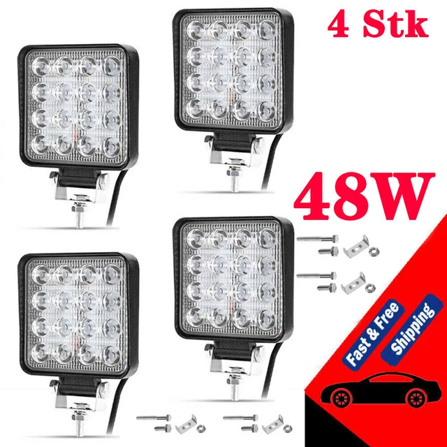 4X 48W LED Arbeitsscheinwerfer Offroad Scheinwerfer 12V 24V Traktor LKW Bagger EUR 13,19 ...