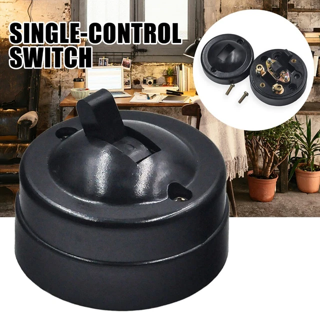 RETRO LIGHT SWITCH Old Fashioned Wall Mount Home Decor Round Single ...