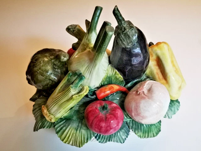 VINTAGE CAPODIMONTE PORCELAIN Vegetable Bowl Centerpiece 12”L 8”W 10”T ...
