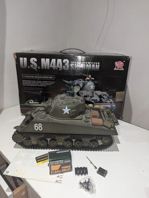 HENG LONG SHERMAN 1/16 M4A3 RC Battle Tank PLEASE READ DESCRIPTION £74.00 - PicClick UK