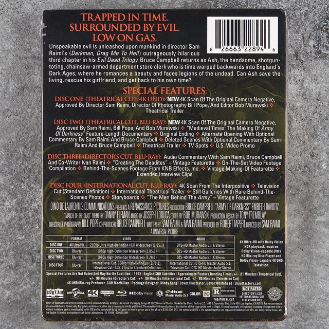 ARMY OF DARKNESS 4k Ultra HD Blu ray Steelbook, US import £32.00 ...