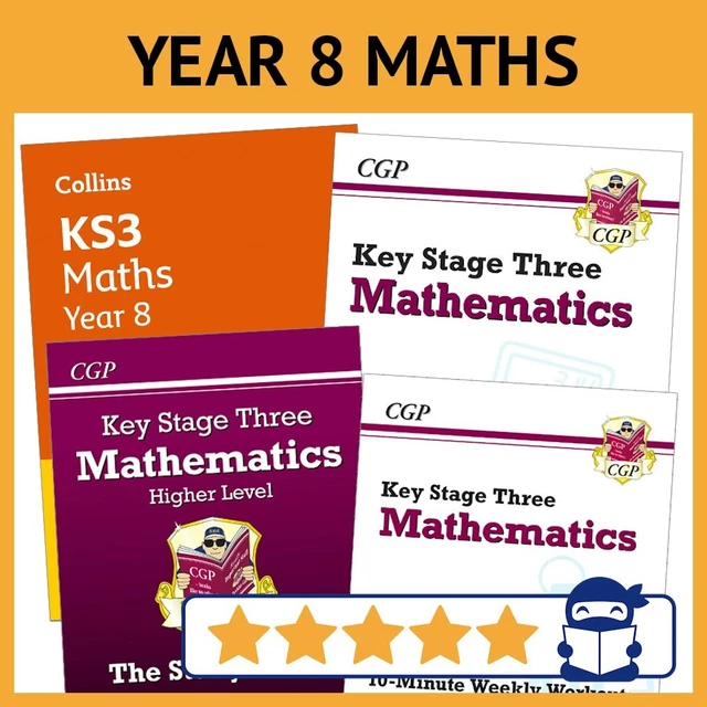 YEAR 8 MATHS Books for 2025 - Workbook Bundle Ages 12-13 with Answers ...