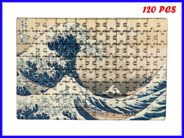 KATSUSHIKA HOKUSAI - The Great Wave off Kanagawa - 120 Piece Jigsaw ...