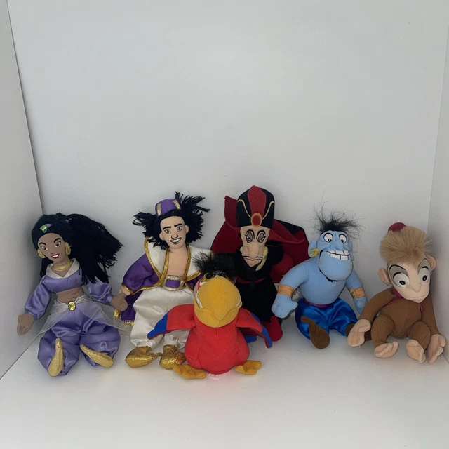 DISNEY STORE BEAN Bag Plush Aladdin Set of 6 Abu, Jafar, Iago, Genie ...