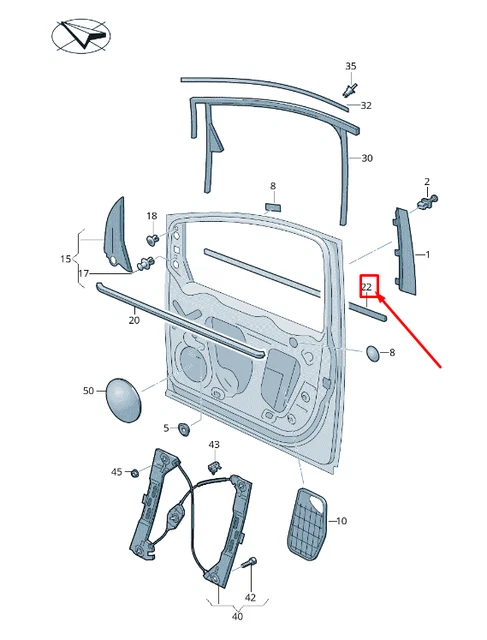 NEW VW SHARAN 7N Left Outer Door Window Aperture Seal 7N0837477D5Ap ...