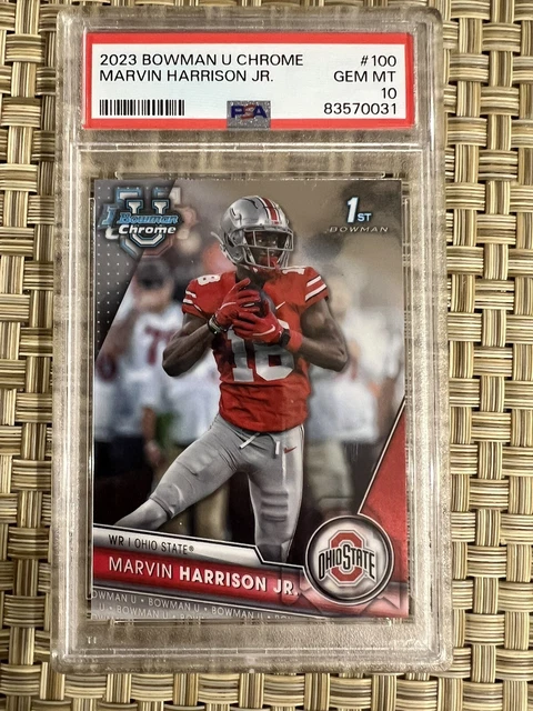 2023 1ER BOWMAN Chrome U Marvin Harrison Jr. PSA 10 Ohio State University #100 EUR 0,92 ...