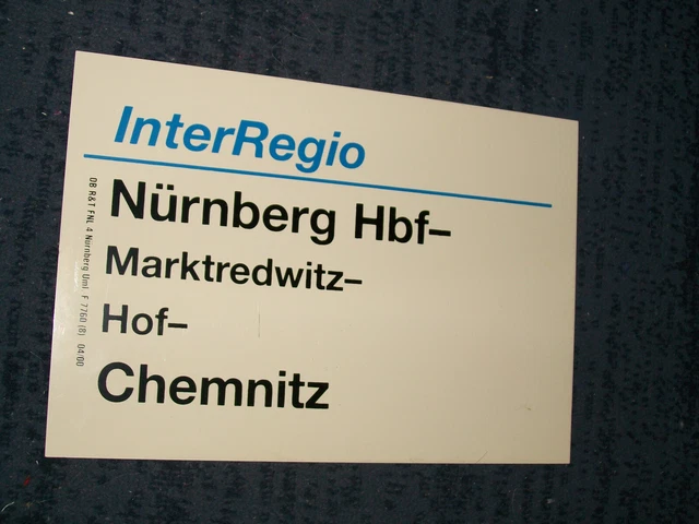 PANNEAU DE CIRCULATION des trains Deutsche Bahn DB ZLS InterRegio Hbf ...