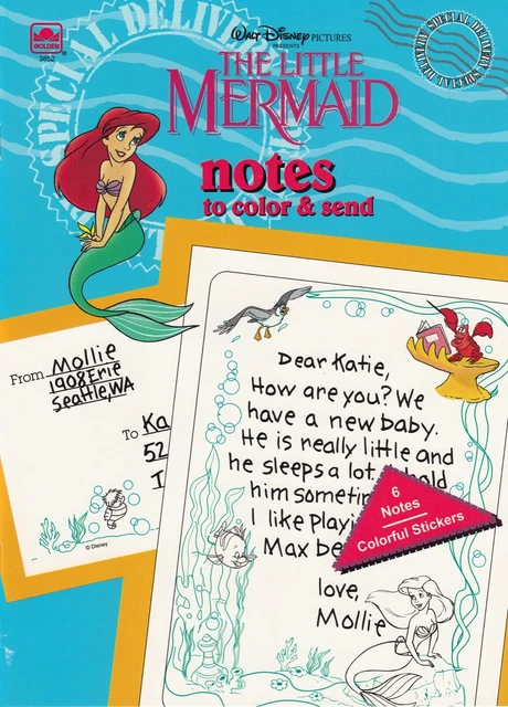 WALT DISNEY'S THE Little Mermaid Notes to Color and Send 1992 mint £1. ...