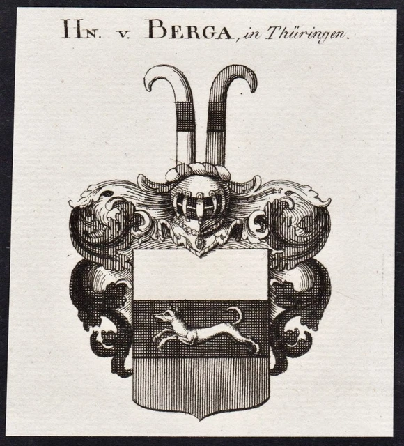 BERGA IN THÜRINGEN Wappen coat of arms Adel Heraldik Kupferstich 1820 ...