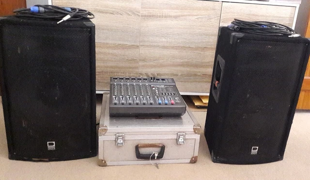 PA SYSTEM - Powered Mixer, Speakers, and Cables £156.72 - PicClick UK
