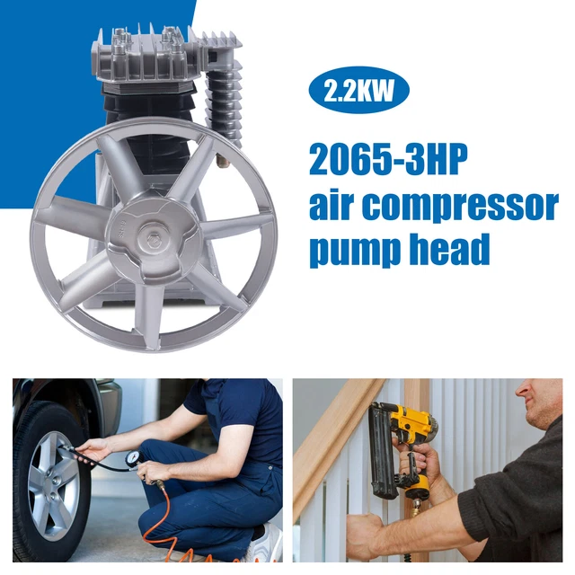 AIR COMPRESSOR BARE Pump Motor Head 3HP Piston Twin Cylinder 2.2KW 250L ...