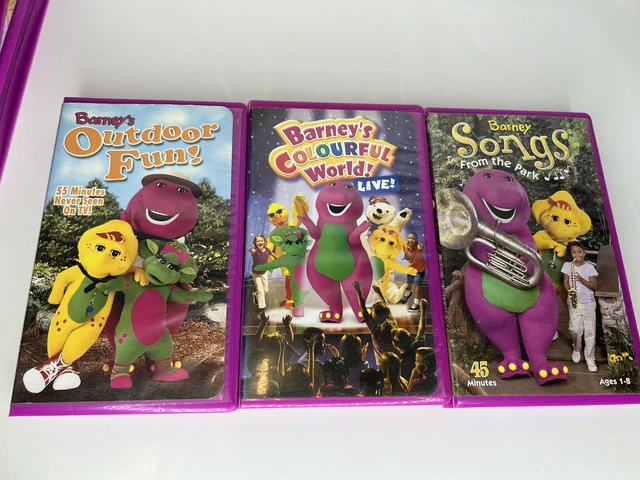 BARNEY VHS MOVIE Lot Of 3 outdoor fun, colourful world, songs from The ...