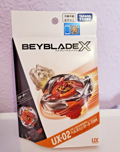 UX-02 GENUINE TAKARA Tomy Beyblade X Starter Hells Hammer 3-70H ...