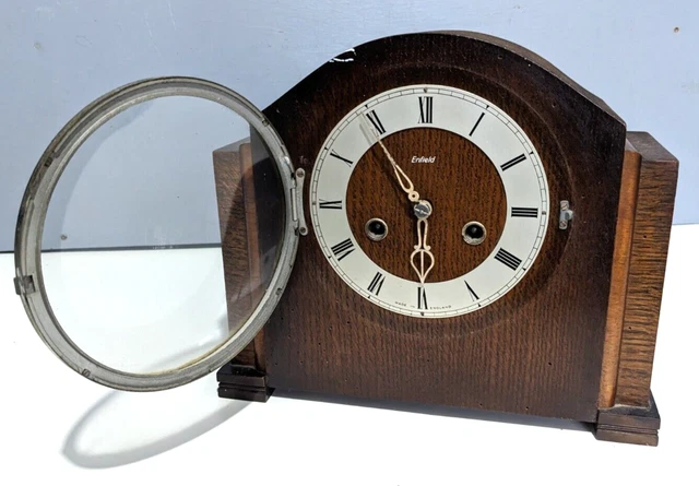 ART DECO SMITHS Enfield Oak Wooden Mantel Clock 1930's - Needs ...