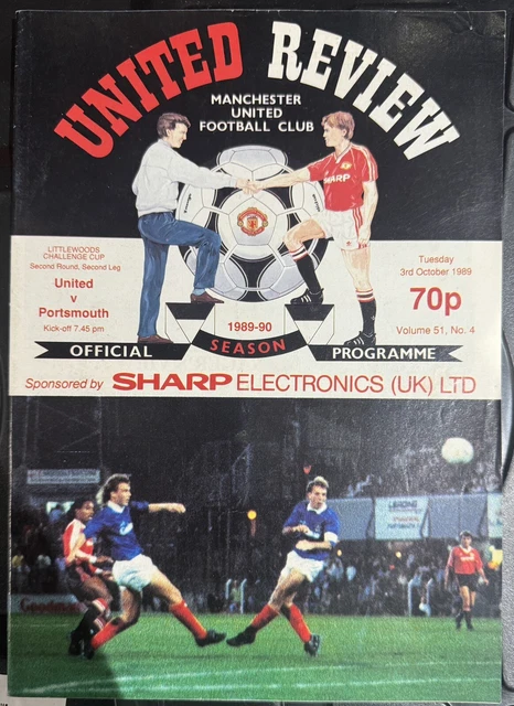 MANCHESTER UNITED REVIEW Football Programme 80s / Vs Portsmouth 3rd Oct ...
