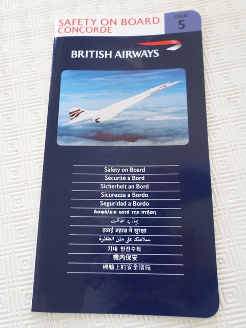 BRITISH AIRWAYS CONCORDE Airline Safety Card Issue 5 Ba Supersonic £40. ...