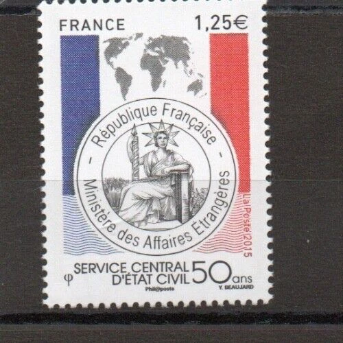 TIMBRE /STAMP 50 ANS DU SERVICE CENTRAL DE L'ETAT CIVIL Neuf ** MNH EUR ...
