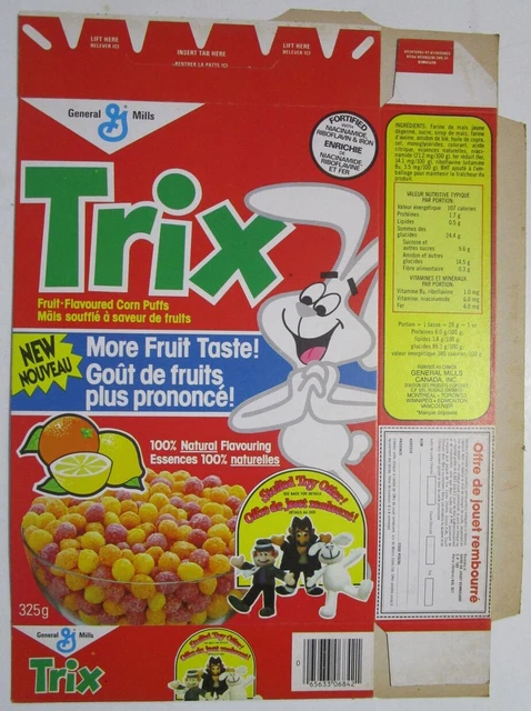 TRIX CEREAL BOX Count Chocula Trix Plush offer 1982 FLAT never ...